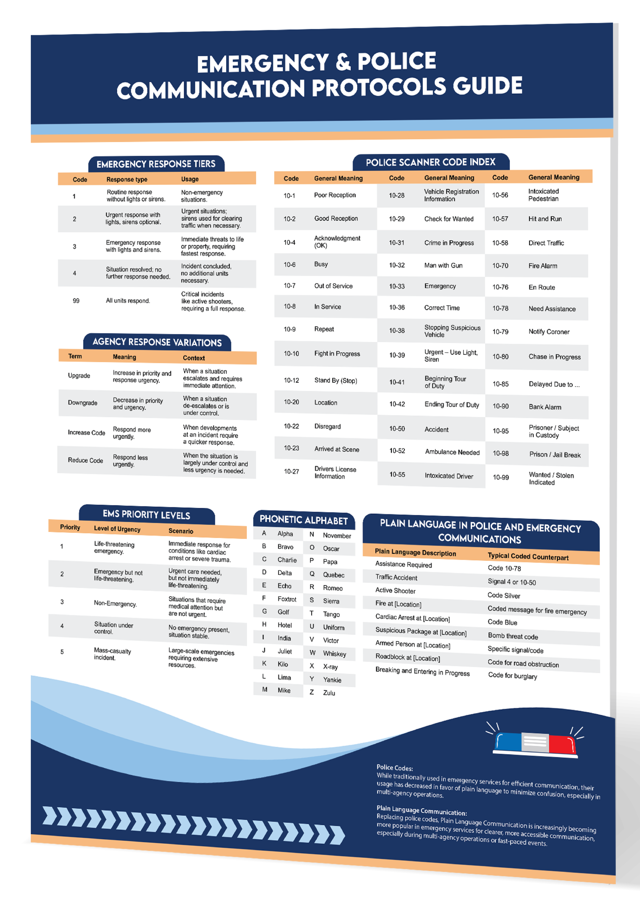 Police Scanner Codes Wall Chart Poster | 18" x 24" – Nifty FIgures